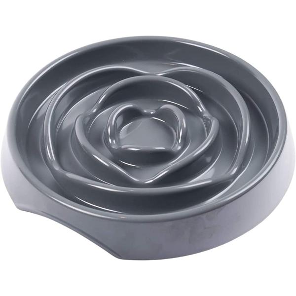 商品名：Messy Mutts インタラクティブスローフィーダー | パズルスローフィーダー 犬または猫のボウル | ゆっくり食べるエンリッチメントフードディッシュ | 8インチ x 1.3インチ | 1.75カップ | クールグレーMes...