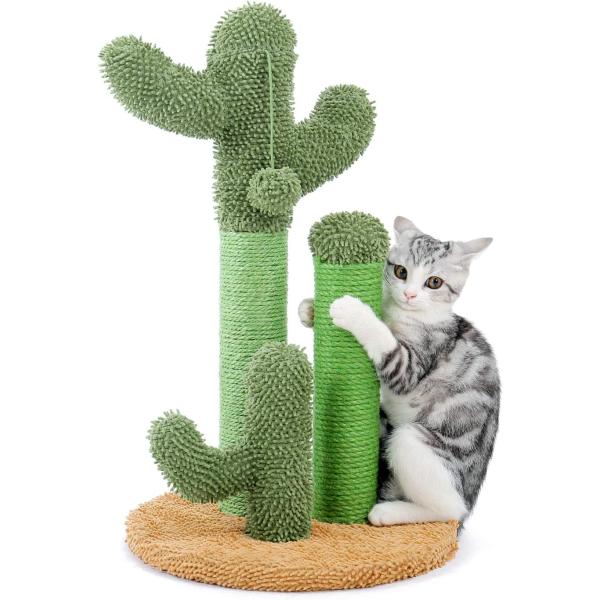 商品名PAWZ Road Cat Scratching Post Cactus Cat Scratcher Featuring with 3 Scratching Poles and Interactive Dangling Ball -M...