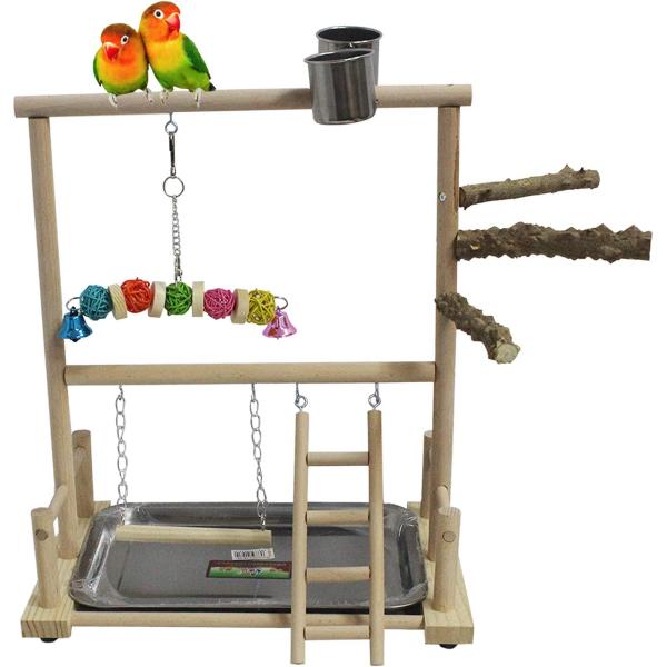 商品名kathson Bird Playground Parrot Perch Stand Toys, Birds Wood Play Gym Activity Center Exercise Playpen Ladder Swing wi...