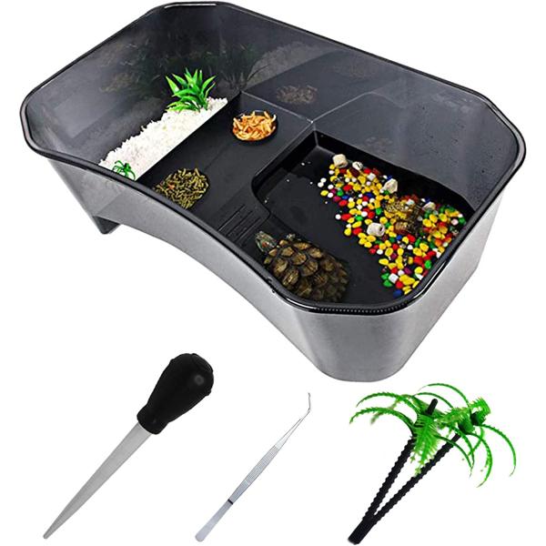 商品名PINVNBY Plastic Turtle Tank Reptile Habitat Pet Terrariums Turtles Tank Aquarium Terrapin Topper Basking with Platfor...