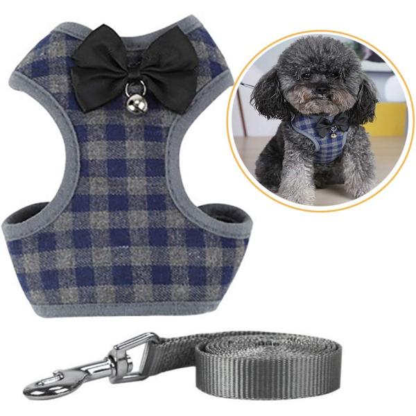 商品名Dog Harness and Leash Set, Soft Mesh No Pull Dog Cat Harness Vest with Bowtie Bell for Small Dogs Puppy and Cats Outd...