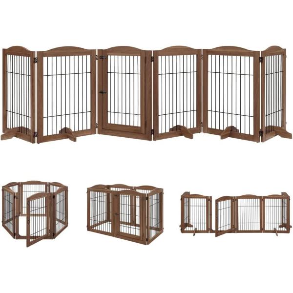 <b>商品名</b>unipaws 6 Panels Extra Wide Freestanding Walk Through Dog Gate with 5 Support Feet, Pet Playpen, F...