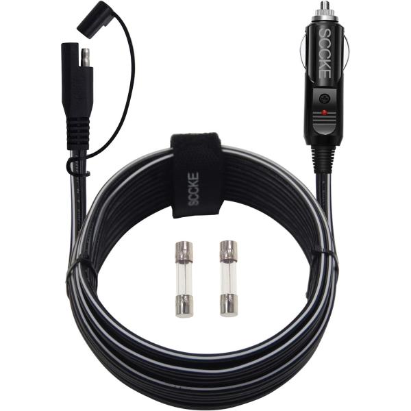 商品名SCCKE 12FT 14WG 12V Cigarette Lighter Plug to SAE Quick Release Adapter Extension Charging Cable With 20A Fuse and LE...