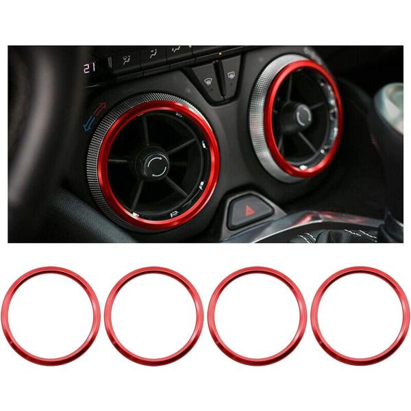 商品名SecosAutoparts インテリア エアベント アウトレット リング カバー 装飾 シボレー カマロ 2017+ アクセサリーSecosAutoparts 4PSC Red Aluminum Accessories Interi...