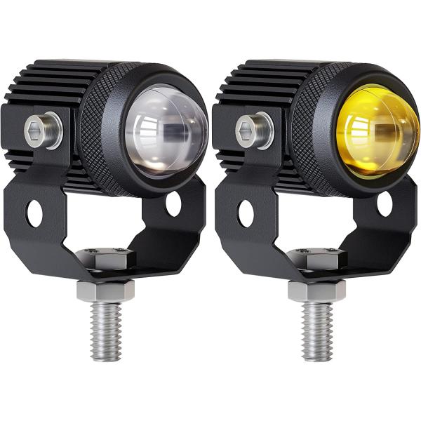 商品名Zmoon Motorcycle LED Driving Fog Lights 60W White and Amber LED Pods Projector Lights 1.3"" Aux Spotlight, Compatible...