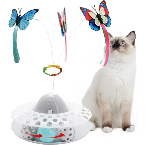 商品名Flurff Cat Toys, Interactive Cat Toy Butterfly Funny Exercise Electric Flutter Rotating Kitten Toys, Cat Teaser with ...