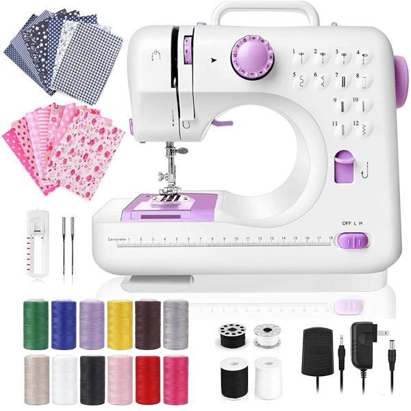 商品名Dechow Sewing Machine for Beginners, Electric Mini Portable, 12 Built-in Stitches with Reverse Sewing, 2 Speeds Doubl...