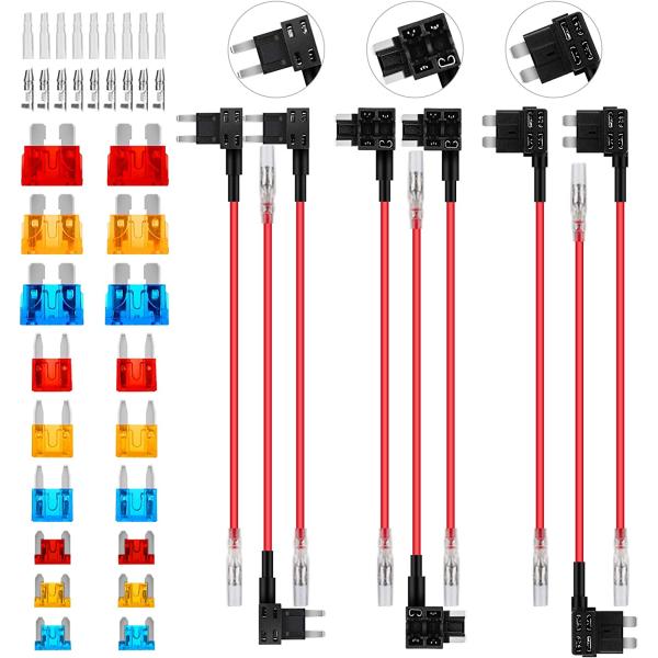 商品名Electop 3 Types Add-a-circuit Fuse TAP Fuse Adapter Kit Mini APM ATM/Standard ATO ATC APR ATS/Low Profile Mini Blade ...