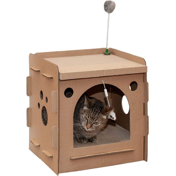 商品名Furhaven Modern Condo Multi-Level Cat Scratcher Hideout w/ Catnip - Cardboard Brown, One Sizeブランド：Furhaven商品サイズ：One S...