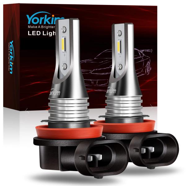 商品名:  Yorkim H11 LED Fog Light Bulbs 6000K White 1:1 Design 300% Brighter, 15W High Power 1860 Chip 6000 LM Per Set, h8 ...