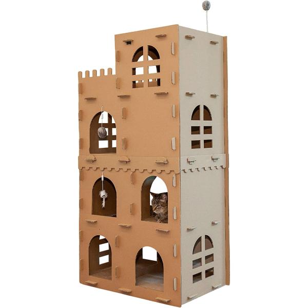 商品名Furhaven High Castle Tower Multi-Level Cat Scratcher Hideout w/ Catnip - Cardboard Brown, One Sizeブランド：Furhaven商品サイズ：...