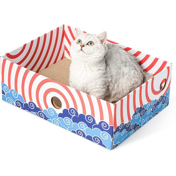 商品名Conlun Cat Scratcher Box with Cat Scratching Pad - Portable 3-Layer Corrugated Cardboard Lounger Heavy-Duty Double-Si...