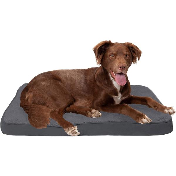 商品名Furhaven Large Memory Foam Dog Bed Terry &amp; Suede Mattress w/ Removable Washable Cover - Gray, Largeブランド：Furhaven商...