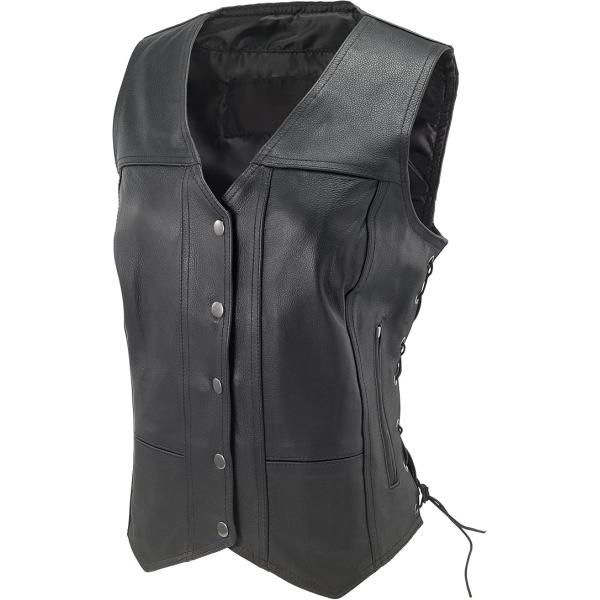 商品名:  EXCELSIOR INT Women's Concealed Carry Sleeveless Solid Soft Leather Vest With Side Laces Motorcycle Biker Jacket F...