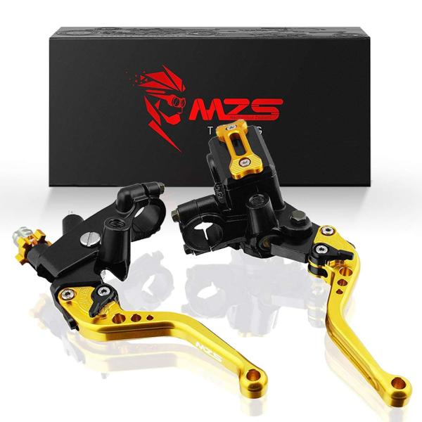 商品名:  MZS Gold 7/8 Levers Set Brake Master Cylinder Clutch Lever Universal Short Adjustable CNC Compatible with Motorcyc...