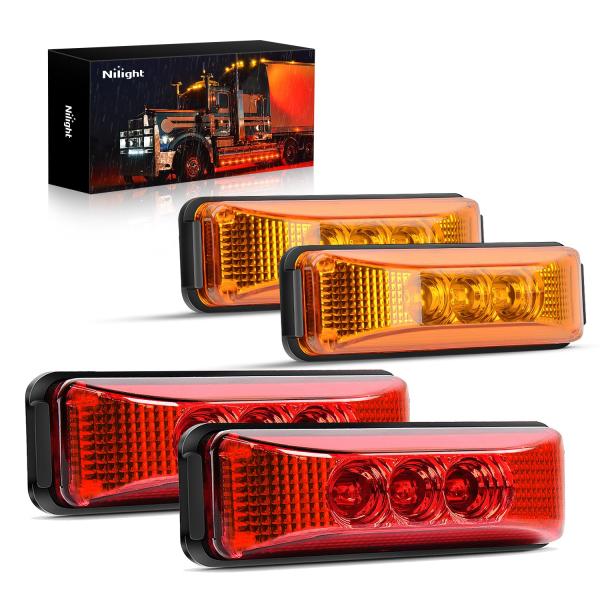 商品名: Nilight - TL-33 4個 3.9インチ 3 LED トラック トレーラーライト フロント リア LED サイド マーカー ライト クリアランス インジケーター ランプ 防水 密封 表面 マウント LED マーカー ライ...
