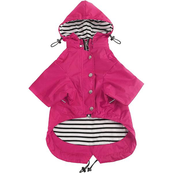 商品名Morezi Dog Zip Up Dog Raincoat with Reflective Buttons, Rain/Water Resistant, Adjustable Drawstring, Removable Hood, ...