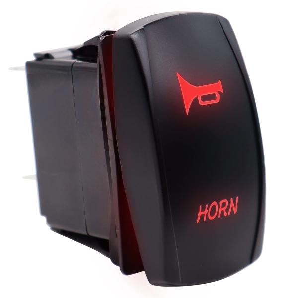商品名mxuteuk 12V Waterproof Horn Switch Rocker Toggle Switch Momentary 20A Red LED Light ON/Off SPST 5 Pin for Vehicle Boa...