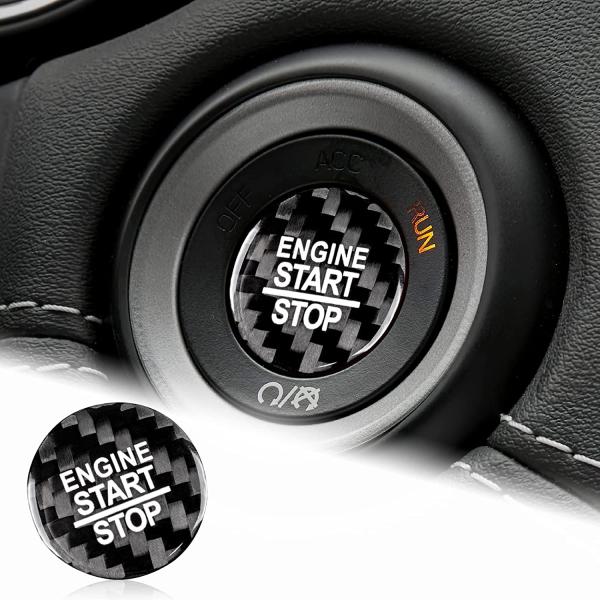 商品名AIRSPEED Carbon Fiber Car Engine Start Button Sticker Cover Interior Ignition Trim Decal for for Dodge Charger Challe...
