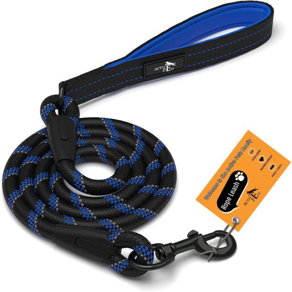 商品名toe rde Triptt e re ouet pt CtnACTIVE PETS Strong Dog Rope Leash with Soft Comfortable Padded Handle and Highly Refle...