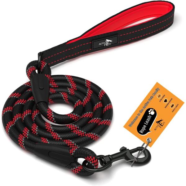 商品名ACTIVE PETS Strong Dog Rope Leash with Soft Comfortable Padded Handle and Highly Reflective Threads, Dog Leash for Sm...