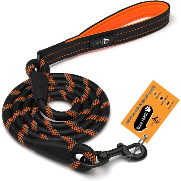 商品名ACTIVE PETS Strong Dog Rope Leash with Soft Comfortable Padded Handle and Highly Reflective Threads, Dog Leash for Sm...