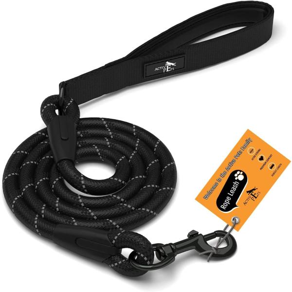 商品名ACTIVE PETS Strong Dog Rope Leash with Soft Comfortable Padded Handle and Highly Reflective Threads, Dog Leash for Sm...