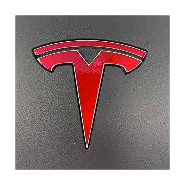 商品名カスタムカット グラフィック ステアリングホイールラップ Tesla モデル3/Y用 2個セット (グロスレッド)Custom Cut Graphics Steering Wheel Wrap for Tesla Model 3/Y,...