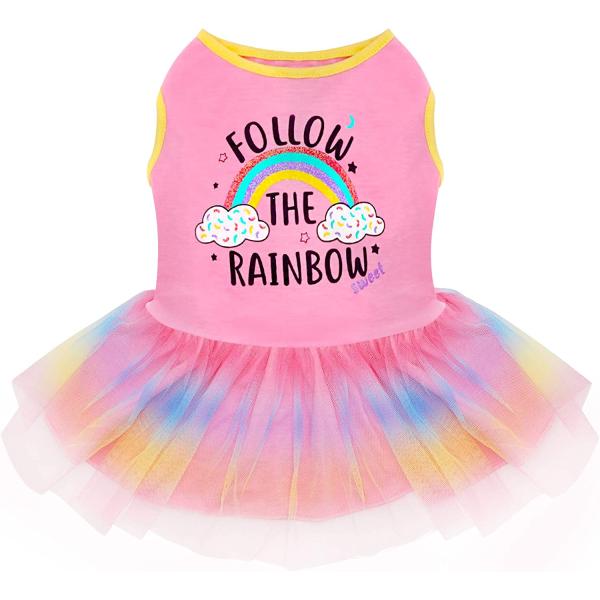 商品名KYEESE Pride Month Dog Dress Glitter Rainbow Dog Skirt for Small Dogs Doggie Sundress Party Birthday Dress Dog Appare...