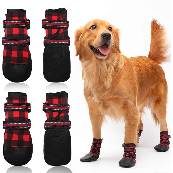 <b>商品名</b>Dog Shoes for Medium, Large Dogs Waterproof Reflective Adjustable Winter Dog Boots, Anti-Slip Rain...