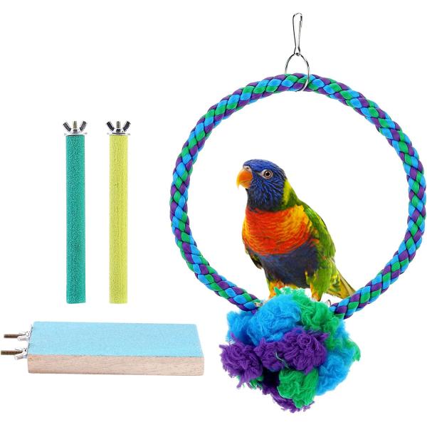 商品名Mogoko 鳥の肉球研削パーチキット 4個 木製オウム爪研削スティックとロープスイングおもちゃ インコ オカメインコ コヌア コンゴウ ラブバード フィンチ用Mogoko 4 Pcs Bird Paw Grinding Perche...