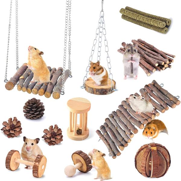 商品名14 Pack Guinea Pig Chew Toys for Teeth, Natural Wood Dumbbells Exercise Bell Roller Swing BridgeMolar Toys for Rabbit...