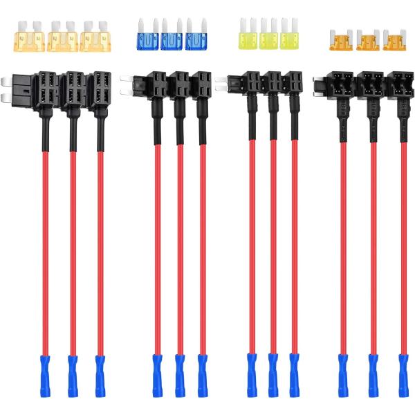 商品名Nilight Paquete de 12 grifos de fusible de 12 V para coche, mini micro2 est ndar y de perfil bajo, 4 tipos ATO ATC AT...