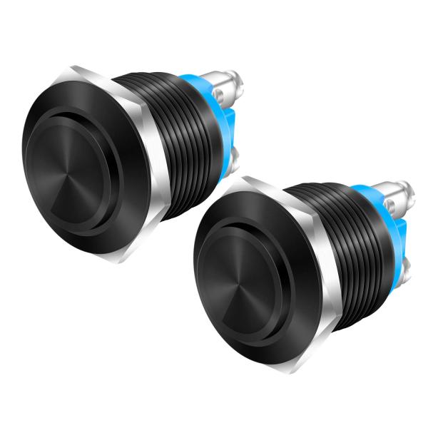 商品名DaierTek 2pcs Momentary Horn Push Button Switch 12V Black Metal Waterproof 19mm Round Starter Power Switch for Car RV...