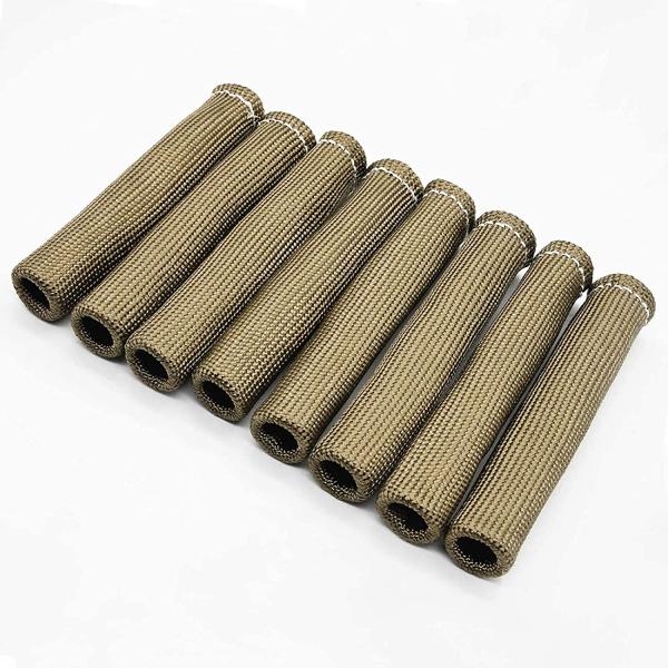 商品名スパークプラグ プロテクトブーツ 1200度 遮熱断熱スリーブ スパークプラグワイヤーブーツ 6インチ 車 トラック (8個パック) (チタン)KIE Spark Plug Protect Boot,Spark Plug Heat P...