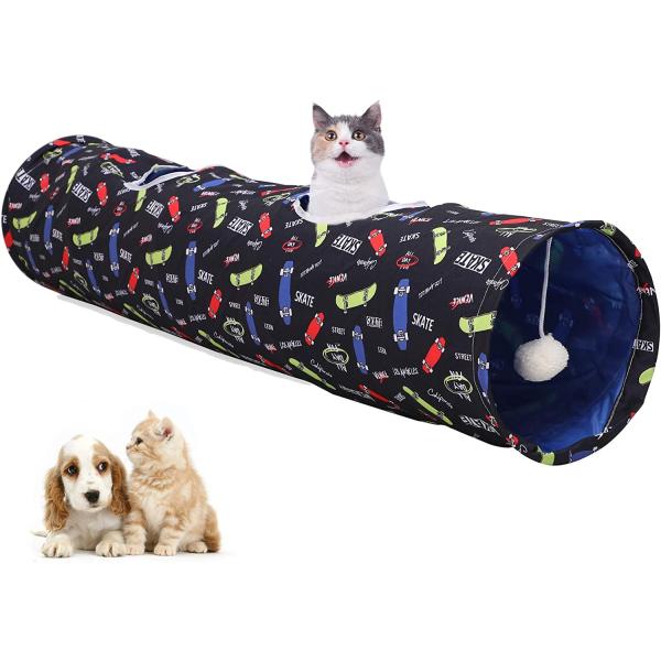 商品名Cat Kitten Tunnel Tube Toy with Plush Ball-Portable Oxford Plush Material Waterproof Durable Washable-Interesting Geo...