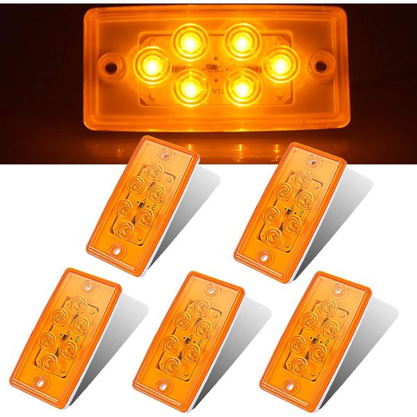 商品名nifeida Rectangle Truck roof Light with Gasket, 6 LED Waterproof Amber Cab Marker Lights Clear Lens Roof Top Running ...