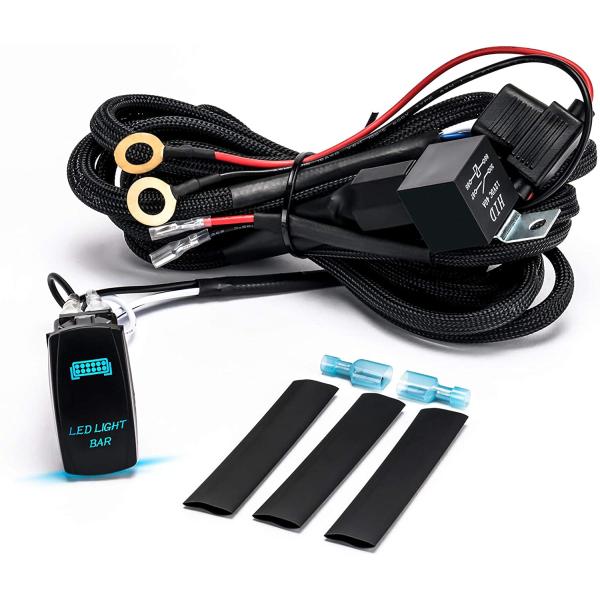 商品名Wiring Harness 1 Lead, 12V 40A LED Light Bar Wiring Harness 5Pin Rocker Switch Relay Fuse Nylon Wiring Harness Kit Of...