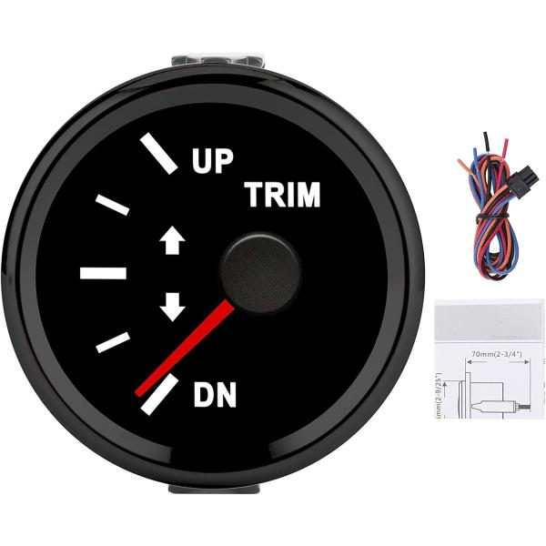 商品名KIMISS Boat Trim Balance Gauge Meter, 52mm Domed Series Marine Trim Gauge with Red Backlight Ship IP67 for Yacht Mari...