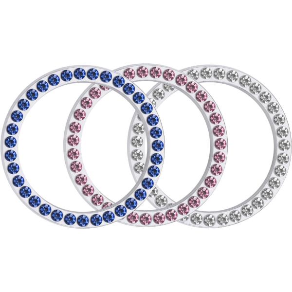 商品名クリスタルラインストーン 車用キラキラリングエンブレムステッカー キラキラ オートエンジンスタートストップ 装飾アクセサリー 車のインテリア装飾 プッシュスタートボタン キーイグニッションスターター&amp;ノブリング 3個3 Pcs...