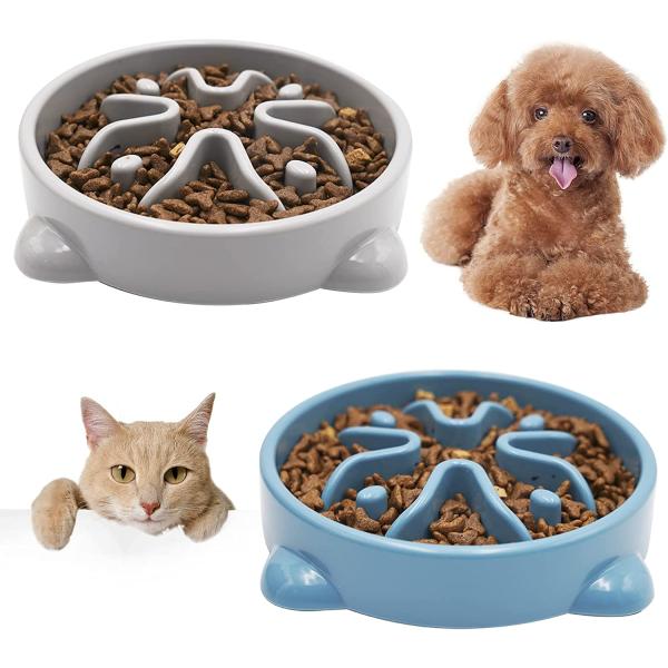 商品名Vannon 2 Pack Slow Feeder Dog Bowls Anti-Choking Non Toxic Feeding Dish Non Slip Durable Dog Puzzle Bowl Bloat Stop D...