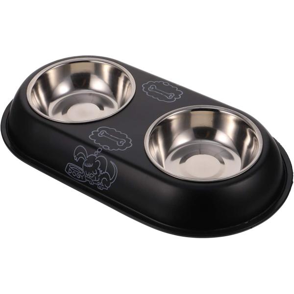 商品名：balacoo Double Dog Cat Bowls Elevated Stainless Steel Pet Bowls Non- Skid Base Kitten Feeders Detachable Pet Food Wa...