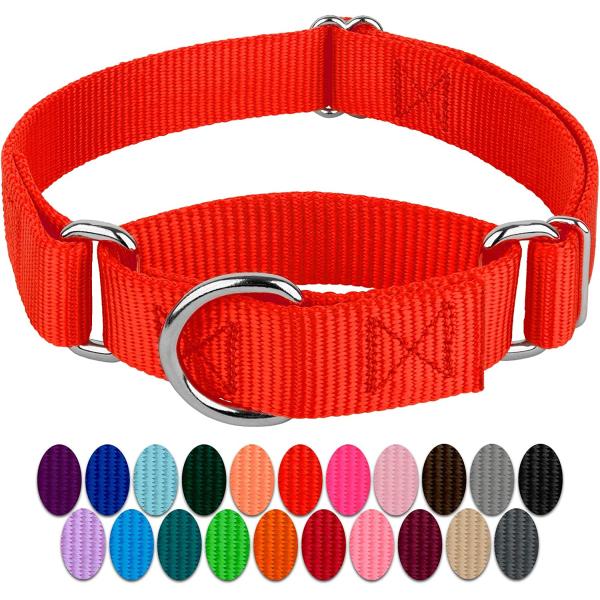 商品名Country Brook Petz - Hot Orange Martingale Heavy Duty Nylon Dog Collar - 21 Vibrant Color Options (3/8 Inch Width, Mi...
