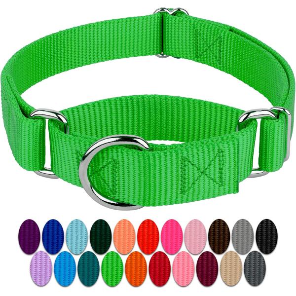 商品名Country Brook Petz - Hot Lime Green Martingale Heavy Duty Nylon Dog Collar - 21 Vibrant Color Options (3/8 Inch Width...