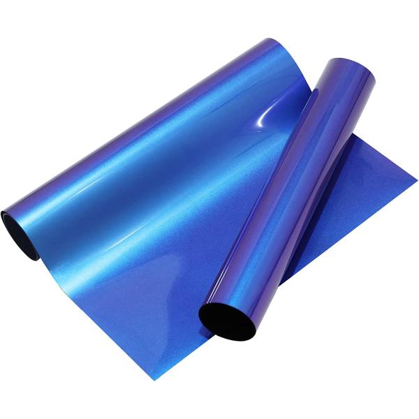 商品名VINYL FROG Gradual Heat Transfer Vinyl Purple to Blue Chameleon Vinyl 12""x5ft with Iron and Heat Press Gradient Chan...