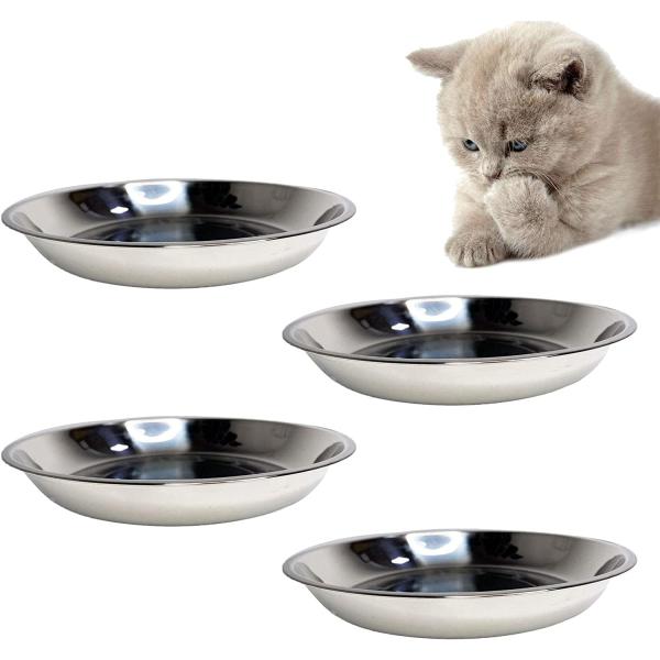 商品名kathson Stainless Steel Whisker Relief Cat Bowl, 4 pcs Shallow and Wide Bowls, Pet Cat &amp; Dog Feeding Large Dishes...