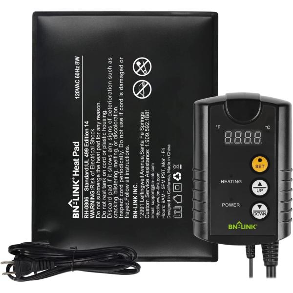 商品名BN-LINK Durable Reptile Heating Pad 6"" X 8"" with Digital Thermostat Under Tank Heater Terrarium Warmer Combo Set fo...