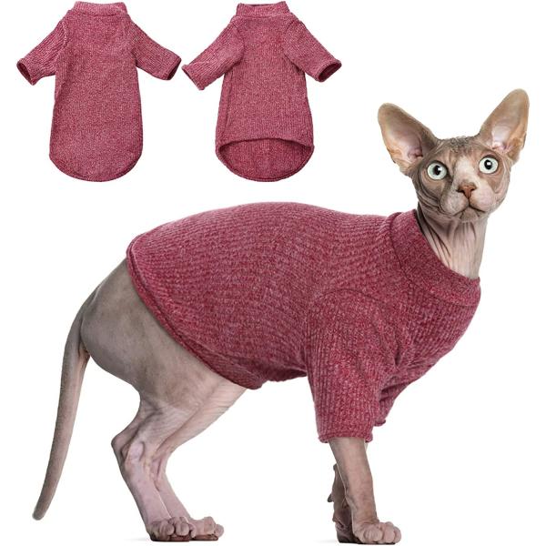 商品名DENTRUN Sphynx Hairless Cats Shirt, Pullover Kitten T-Shirts with Sleeves, Breathable Cat Wear Turtleneck Sweater, Ad...
