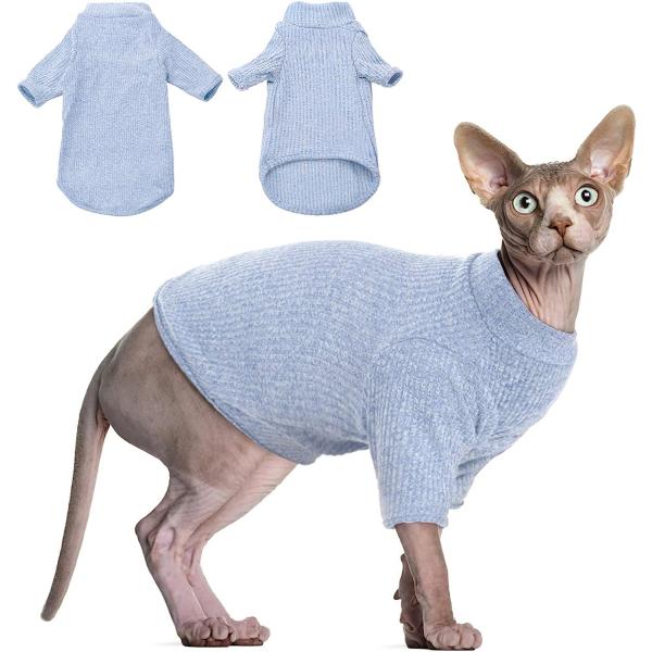 商品名DENTRUN Sphynx Hairless Cats Shirt, Pullover Kitten T-Shirts with Sleeves, Breathable Cat Wear Turtleneck Sweater, Ad...