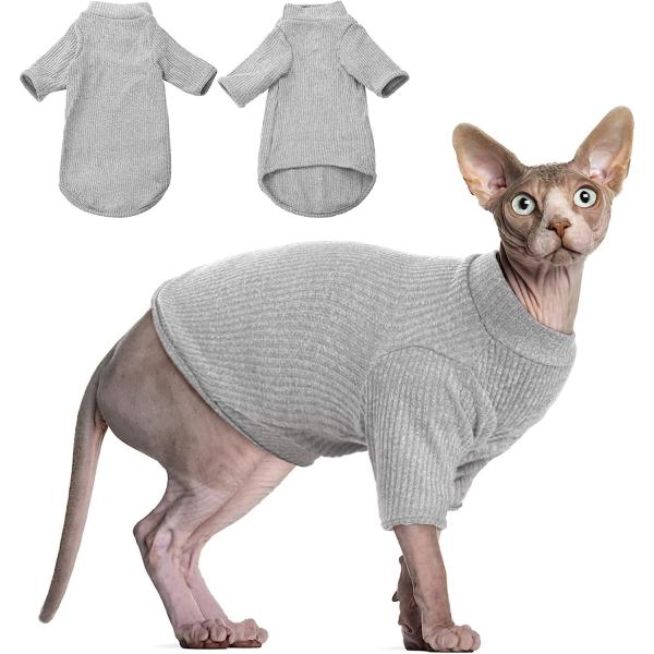商品名DENTRUN Sphynx Hairless Cats Shirt, Pullover Kitten T-Shirts with Sleeves, Breathable Cat Wear Turtleneck Sweater, Ad...